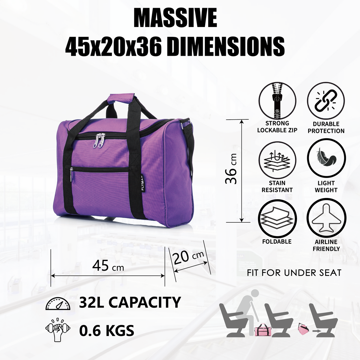 Flymax CabinFlex EasyJet Approved Hand Luggage – Lightweight 45x36x20 ...